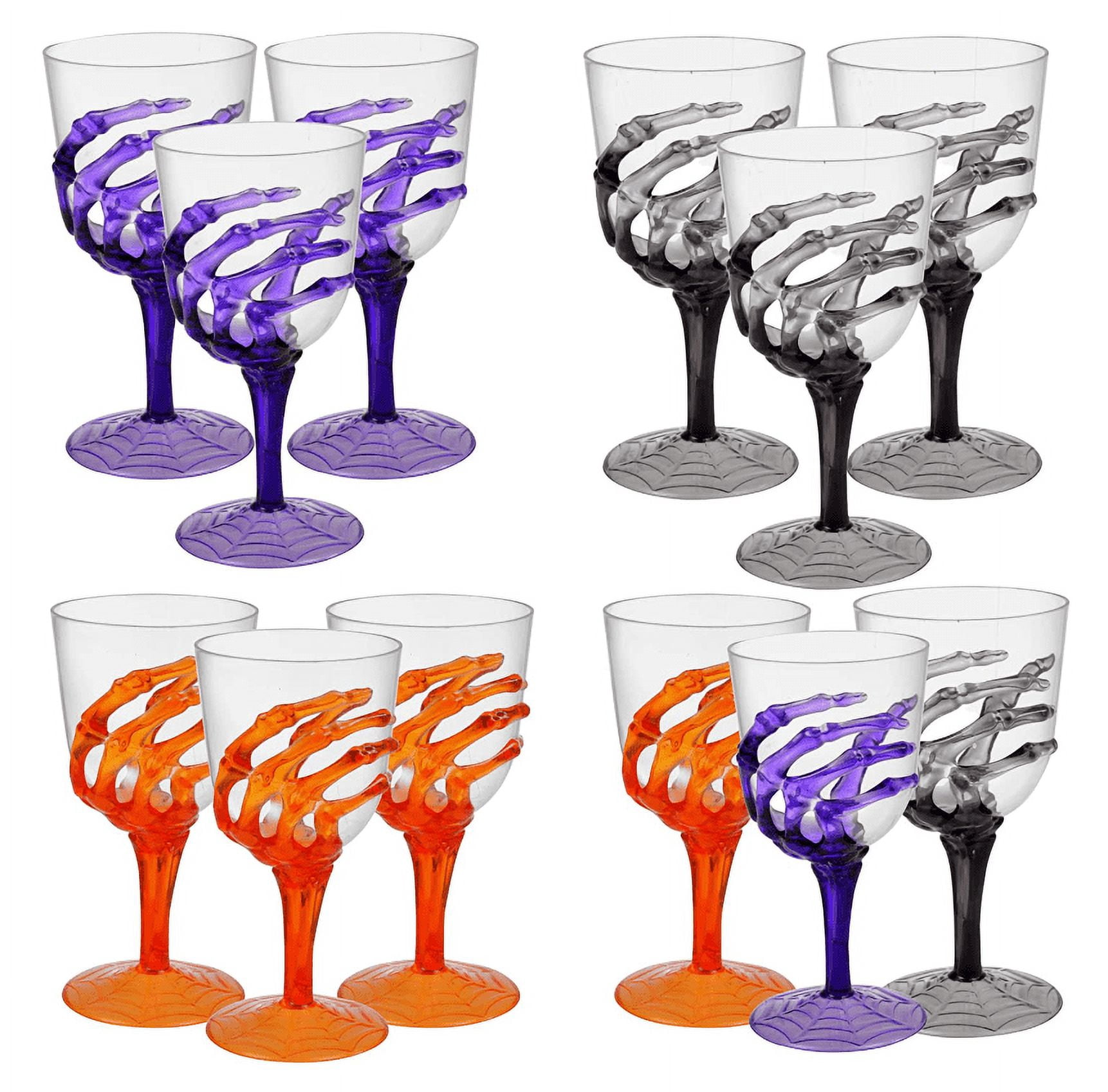 LESONE Halloween Plastic Skeleton Hand Goblets 11.8oz Unbreakable ...