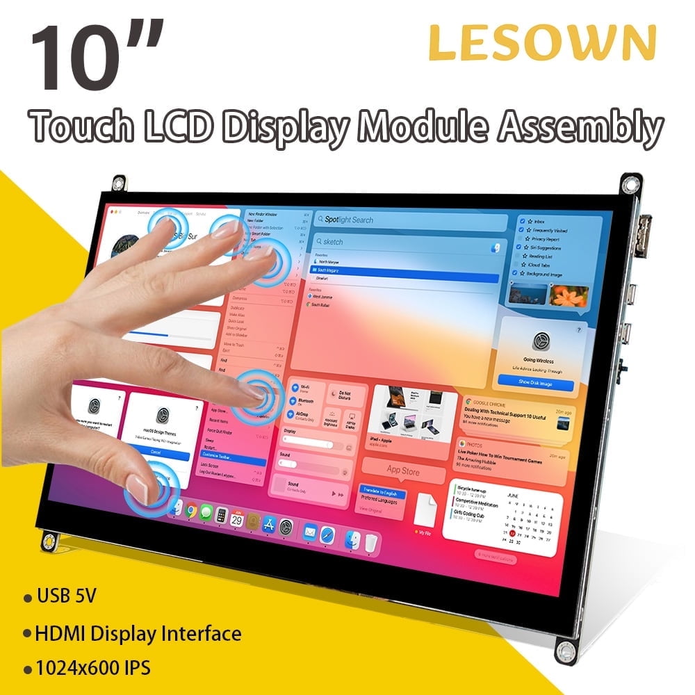 LESOWN 10 inch Monitor HDMI Small LCD Smooth Responsive Touchscreen IPS ...