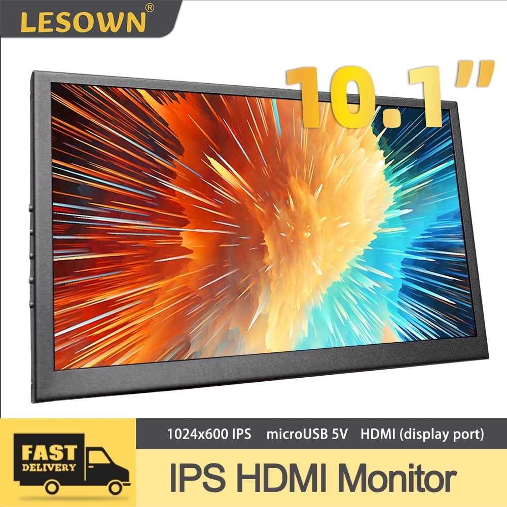 LESOWN 10 inch Portable Monitor HDMI Full HD Computer 1024x600 mini IPS ...