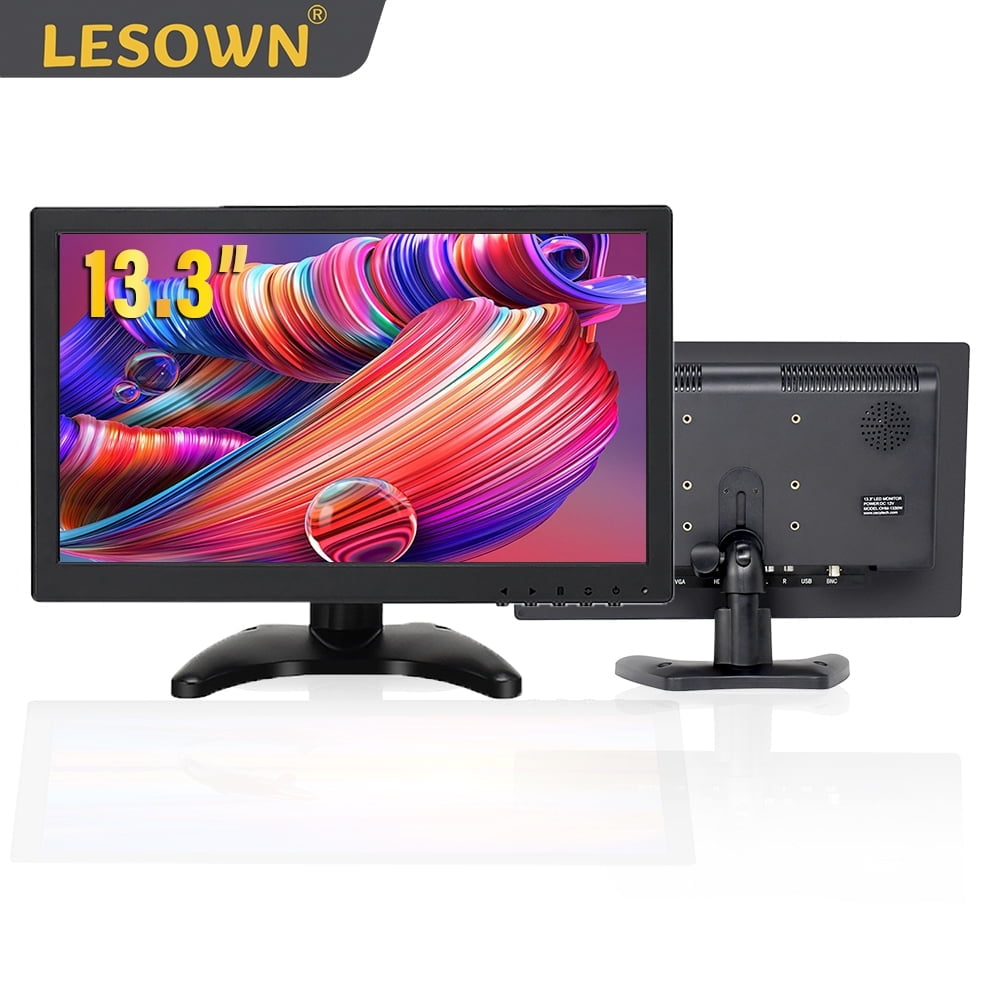 LESOWN 13.3 inch Industrial CCTV Monitor Small LCD TV Display 1366x768 ...
