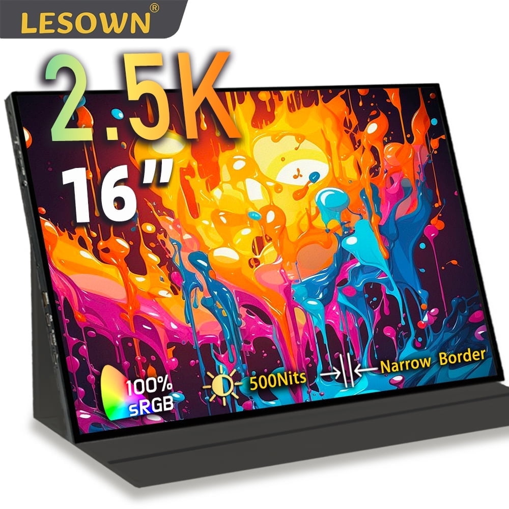 LESOWN 2.5K QHD 2560x1600 16 Inch Portable Monitor HDMI Type C ...