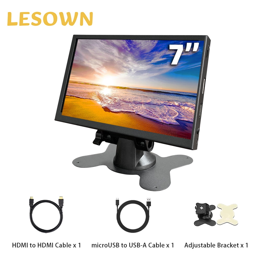 LESOWN 7 Inch Portable Monitor with USB Media Player 1024x600 IPS ...