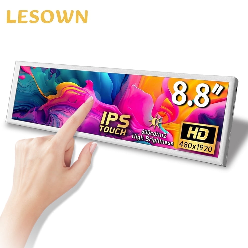 LESOWN 8.8 inch 1920x480 HD IPS Long Bar Monitor HDMI Capacitive Touch ...