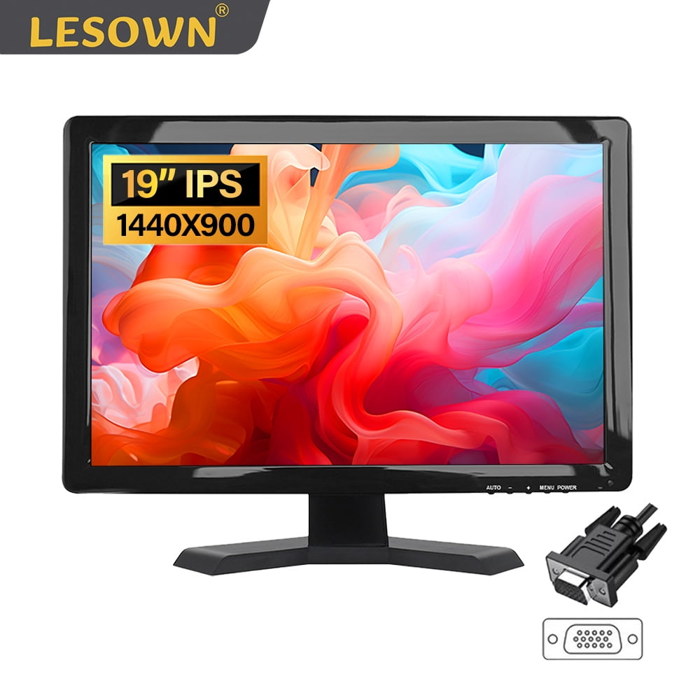 LESOWN Industrial 1440x900 TN Monitor 19 Inch Wide Screen 16:10 LCD VGA Display Small Secondary ...