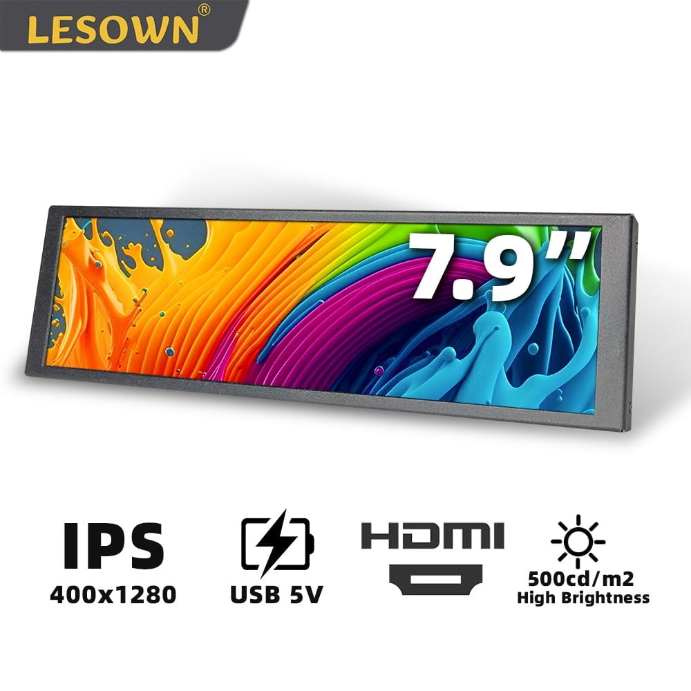 LESOWN Long Strip Monitor 7.9 inch IPS Secondary Screen Stretched Bar ...