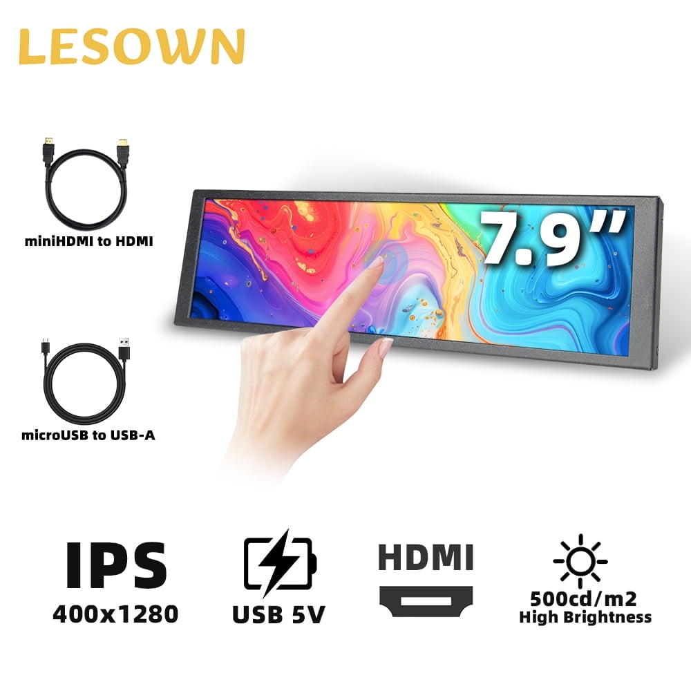 LESOWN Long Strip Touchscreen 7.84 Inch Portable Sidebar Monitor ...