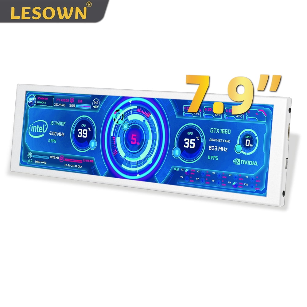 LESOWN Portable Sidebar Monitor 7.9 inch 400x1280 IPS Long Strip Screen ...