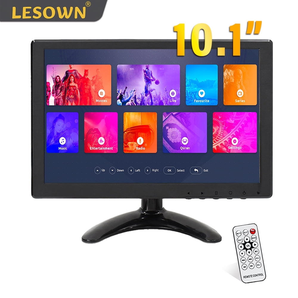 LESOWN Small CCTV Monitor 10.1 inch VGA HDMI AV BNC Display HD 1366x768 TN Screen 16:9 VESA Wall ...