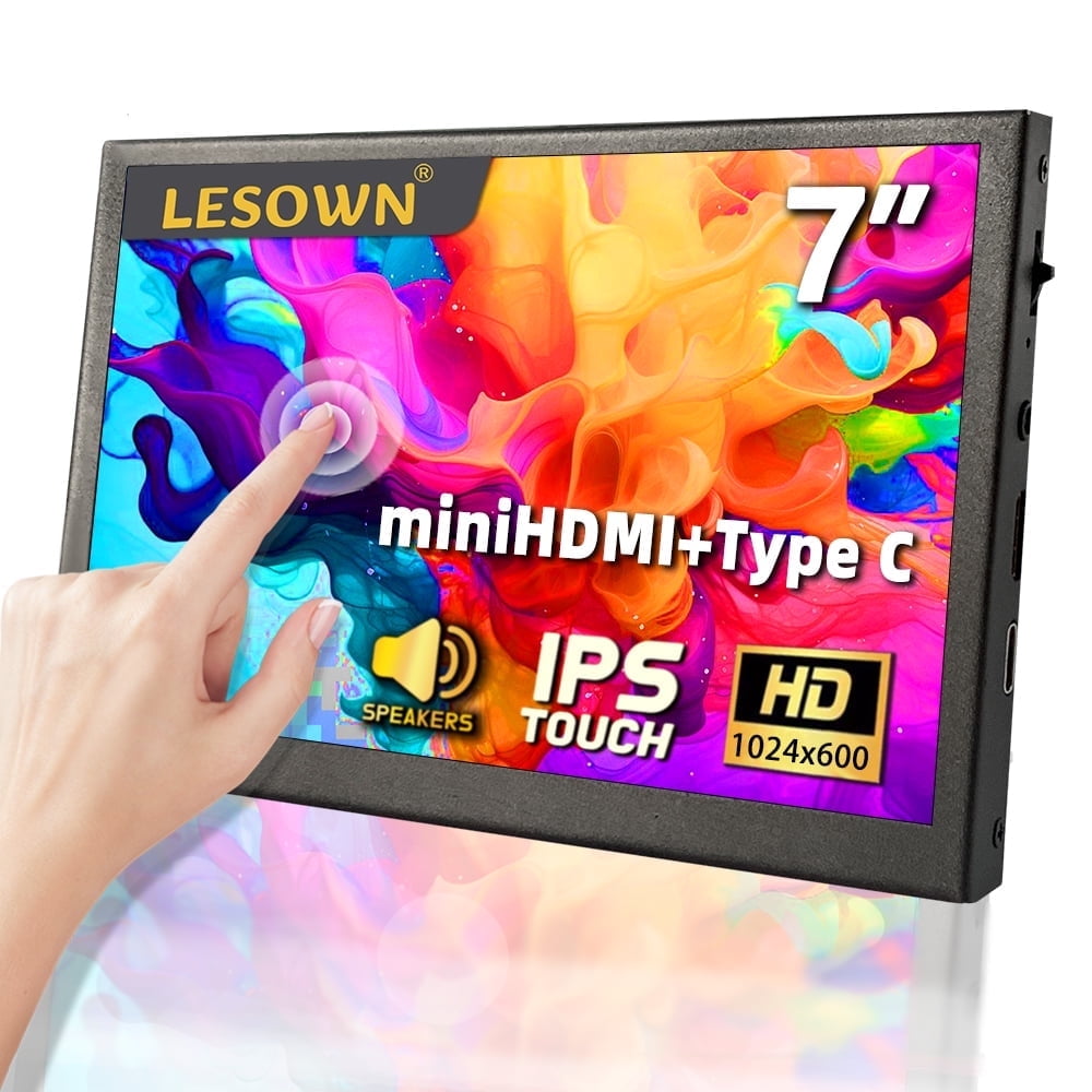 LESOWN Small Monitor 7 inch HDMI USB C IPS Touch 1024x600 HD Secondary ...