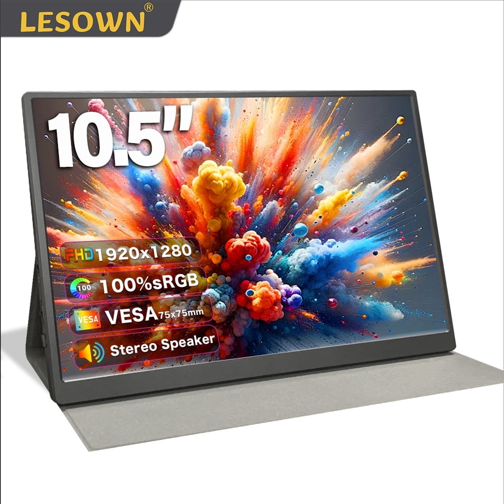 LESOWN Small Second Monitor 10.5 Inch 100%sRGB 16:10 1920x1280 IPS USB ...