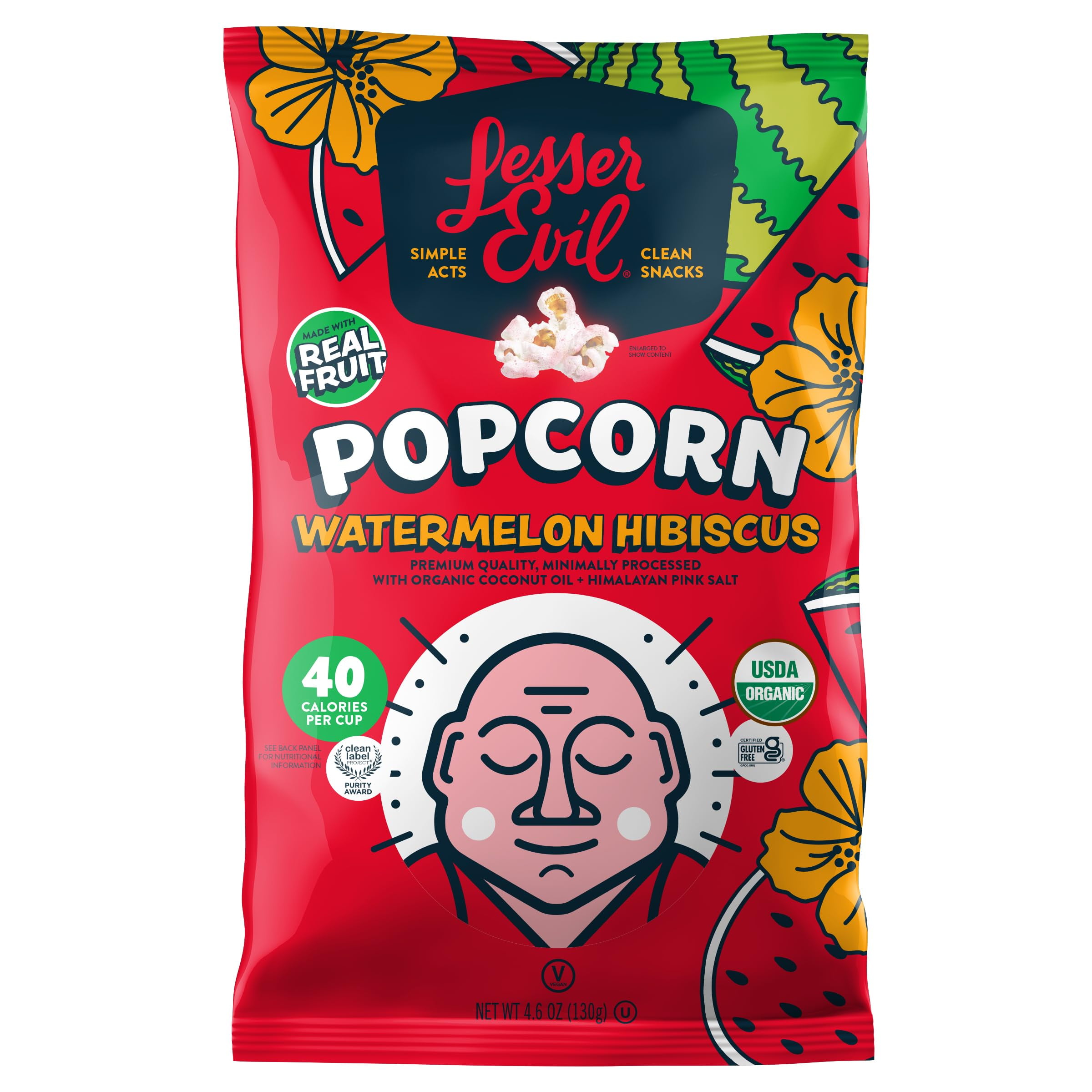 LESSEREVIL Organic Watermelon Hibiscus DMF15 Popcorn, 4.6 OZ - Walmart.com