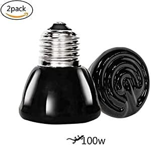 LESYAO 2 Pack 100W Ceramic Heat lamp, Infrared Ceramic Heating Non ...