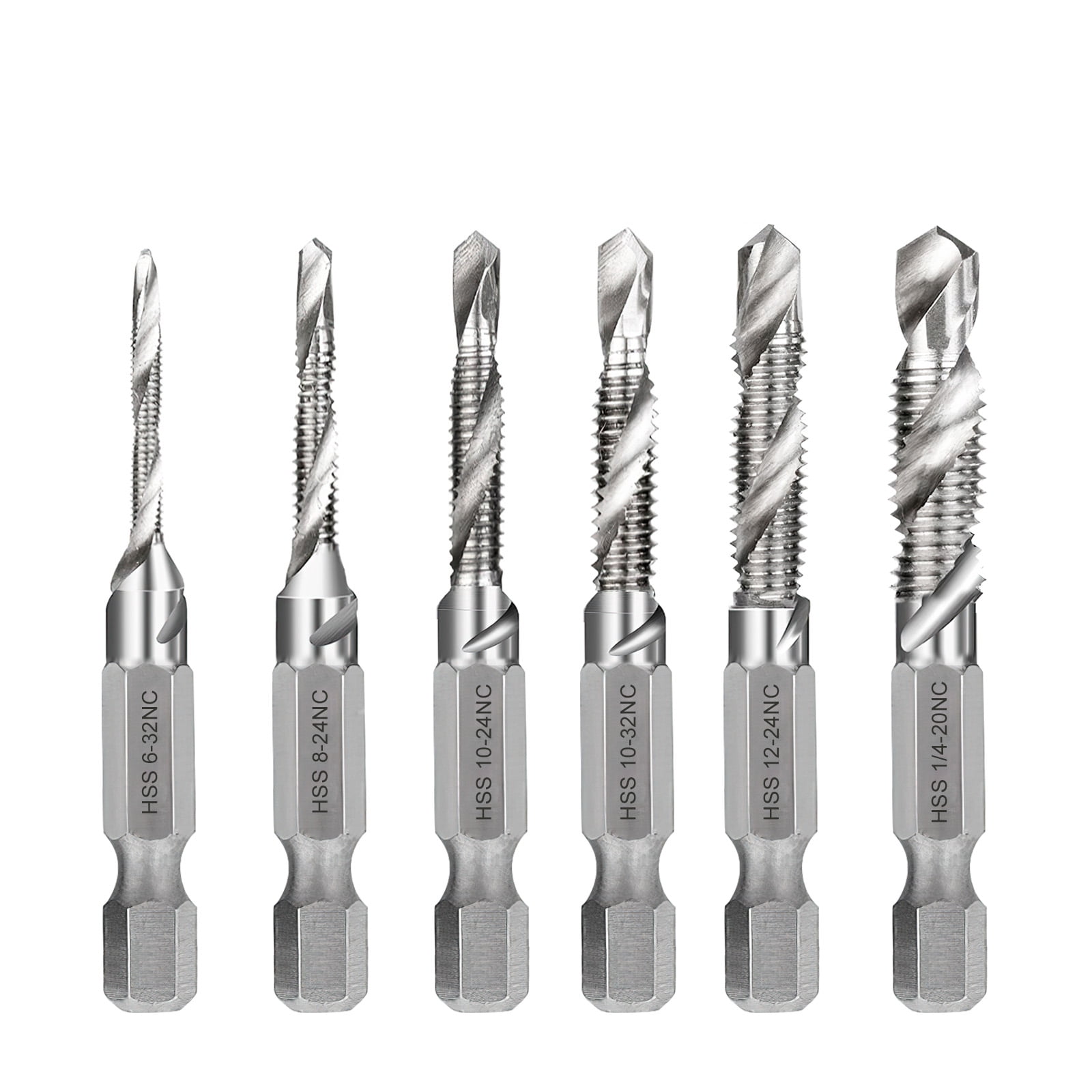 LESYAO 6 Pack High Speed Steel Drill Tap Bit Set, Combination, Screw ...