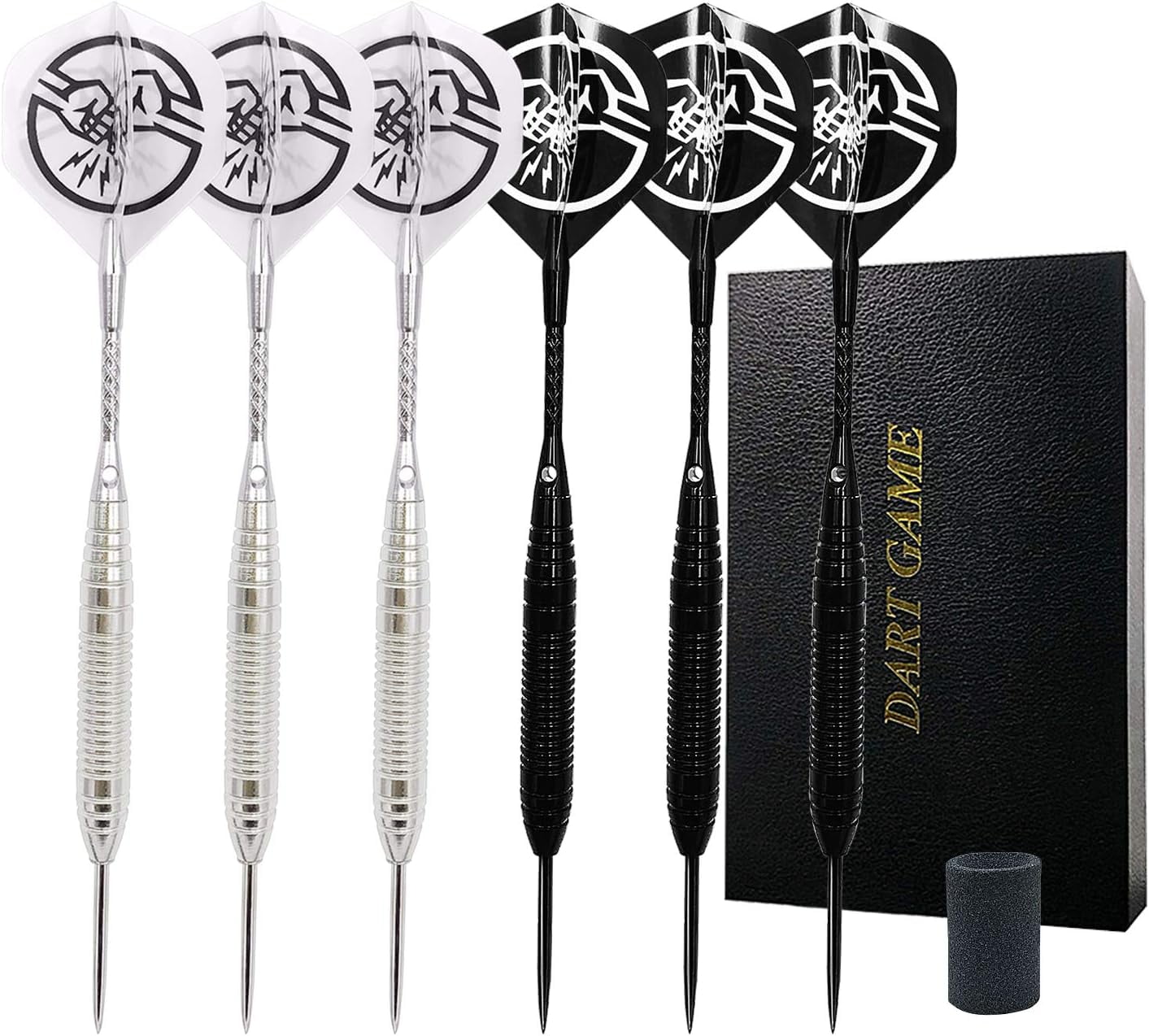LESYAO Steel Tip Metal Dart Set, 22g Darts, Aluminum Shafts, 6 Pack ...