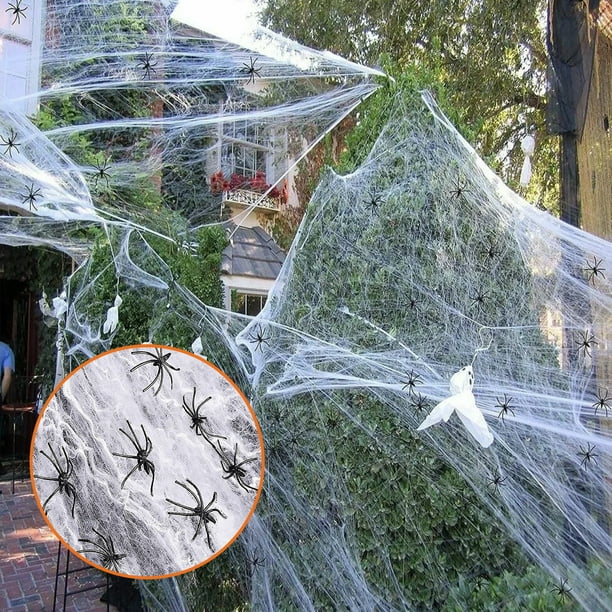 LESYAO Spider Web Set Halloween Decorations – 900 Sqft Cobweb and Fake ...