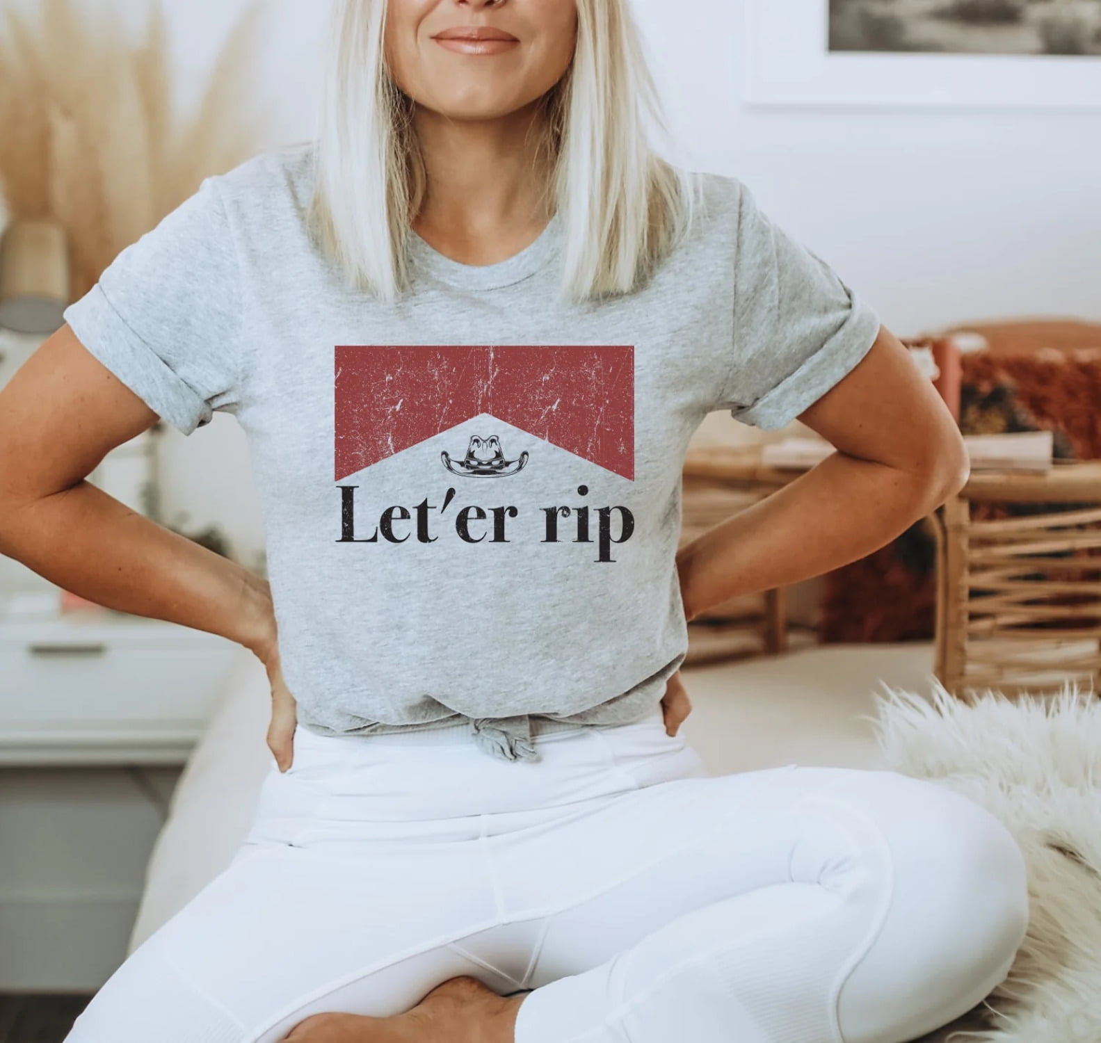LET HER RIP Graphic Short Sleeve Tshirt Top Plus Size - Walmart.com
