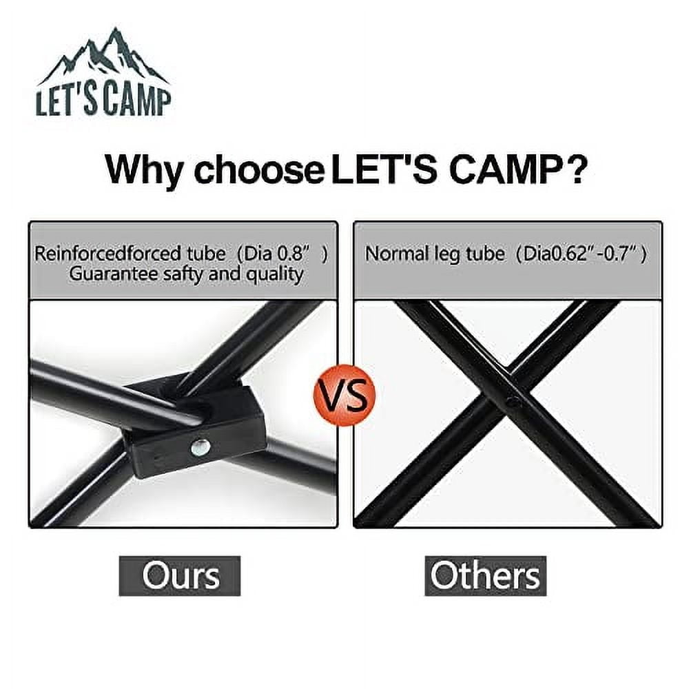 LET'S CAMP Folding Camping Chair 2 Pack Low Chair Quad Portable Chair ...