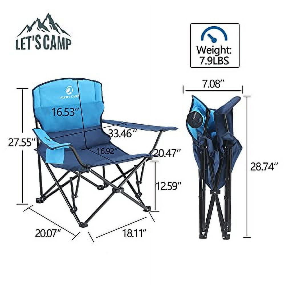LET'S CAMP Folding Camping Chair Low Chair Quad Portable Chair with Cup ...