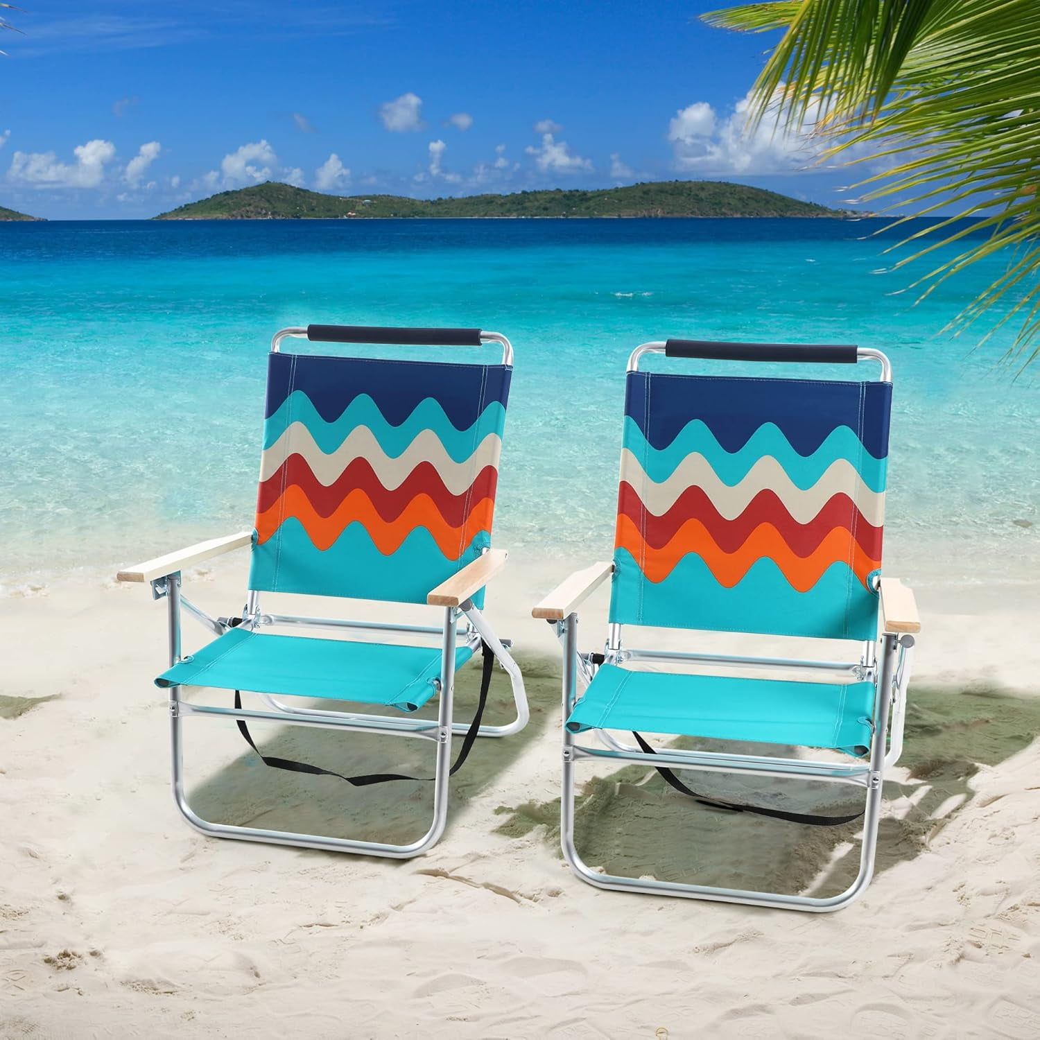 LET'S CAMP High Back Lawn Beach Chair with Insulated Cooler Bag ...