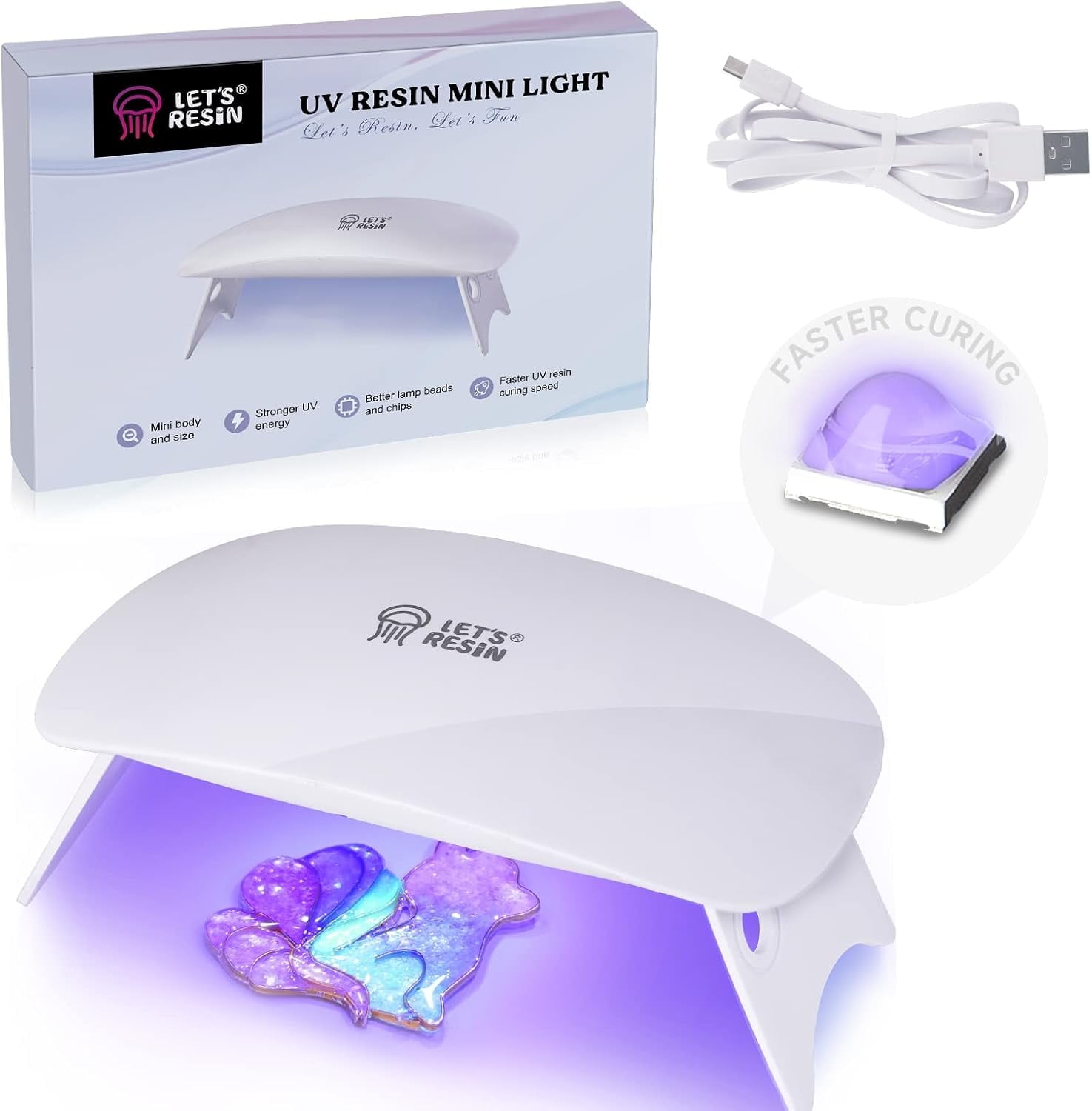 LET'S RESIN Mini UV Light - 2.5X Higher Energy, Fast Curing & 84g ...