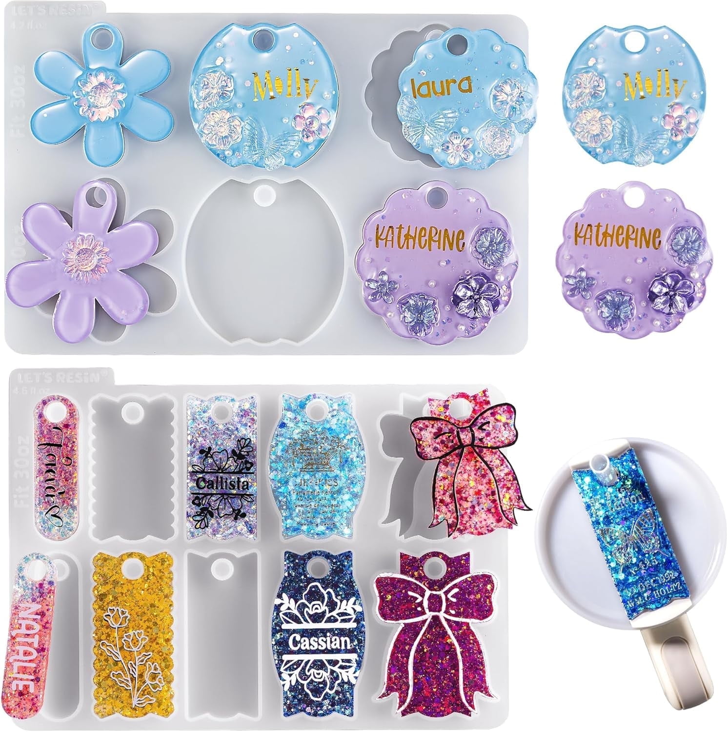 LET'S RESIN Name Plate Molds - 16 Cavities, 2Pcs Silicone for Tumbler ...