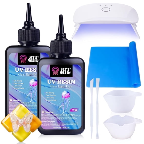 LET'S RESIN UV Resin Kit, Crystal Clear 200g, Low Odor, Durable Resin ...