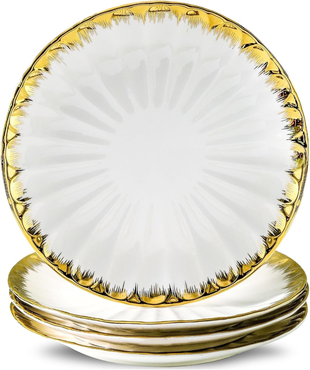 LETAOTAO Ceramic Salad Plates, Gold Rim, Set of 4, 10" - Walmart.com