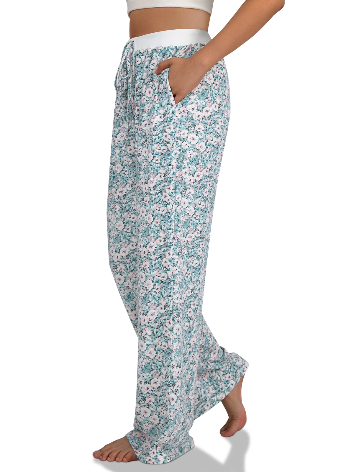 LETDIOSTO Women's Floral Print Comfy Casual Wide Leg Palazzo Lounge ...