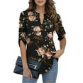 Letdiosto Womens Plus Size Floral Printed Tunic Tops 3 4 Roll Sleeve