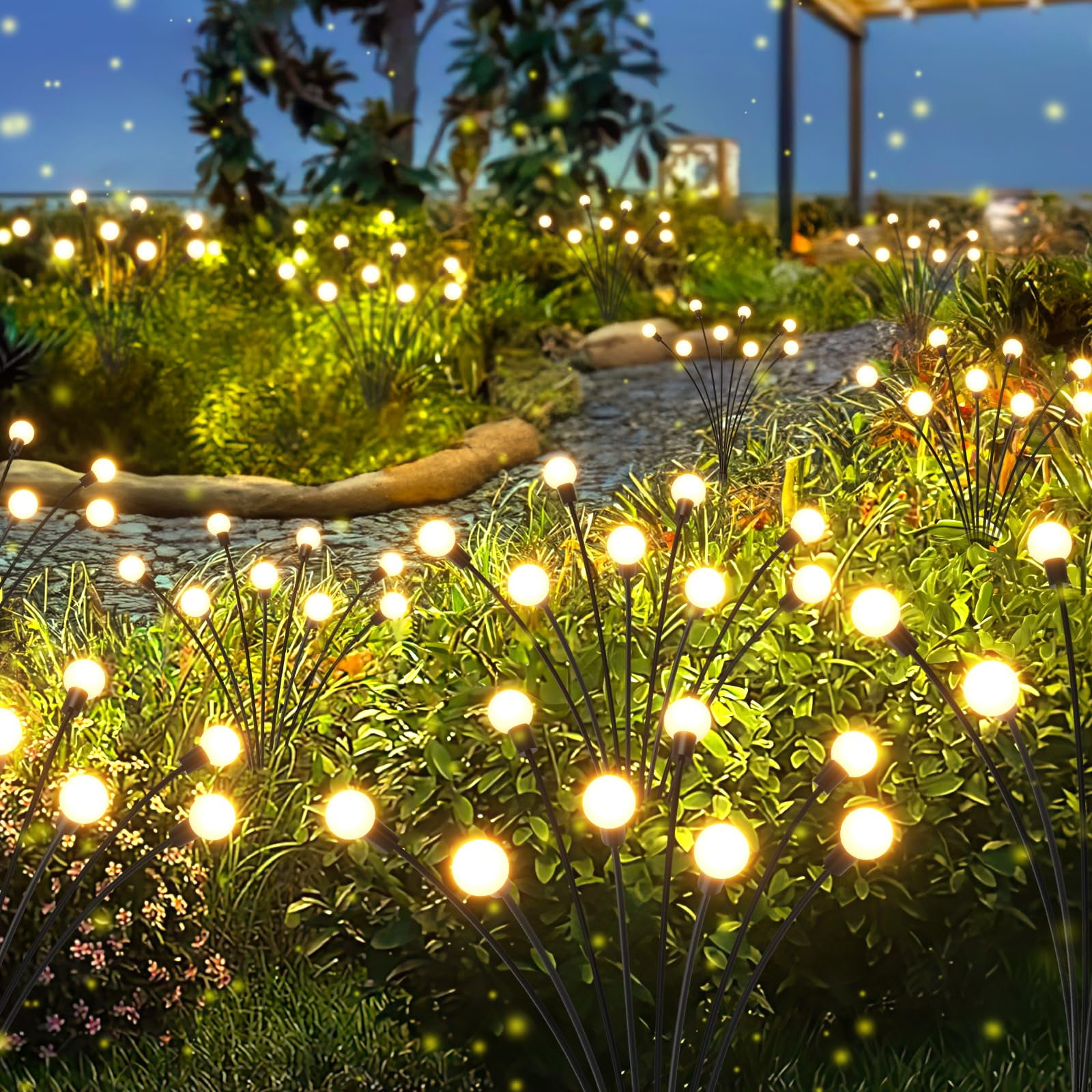 LETMY Solar Garden Lights - 4 Pack Upgraded Swaying Solar Lights ...