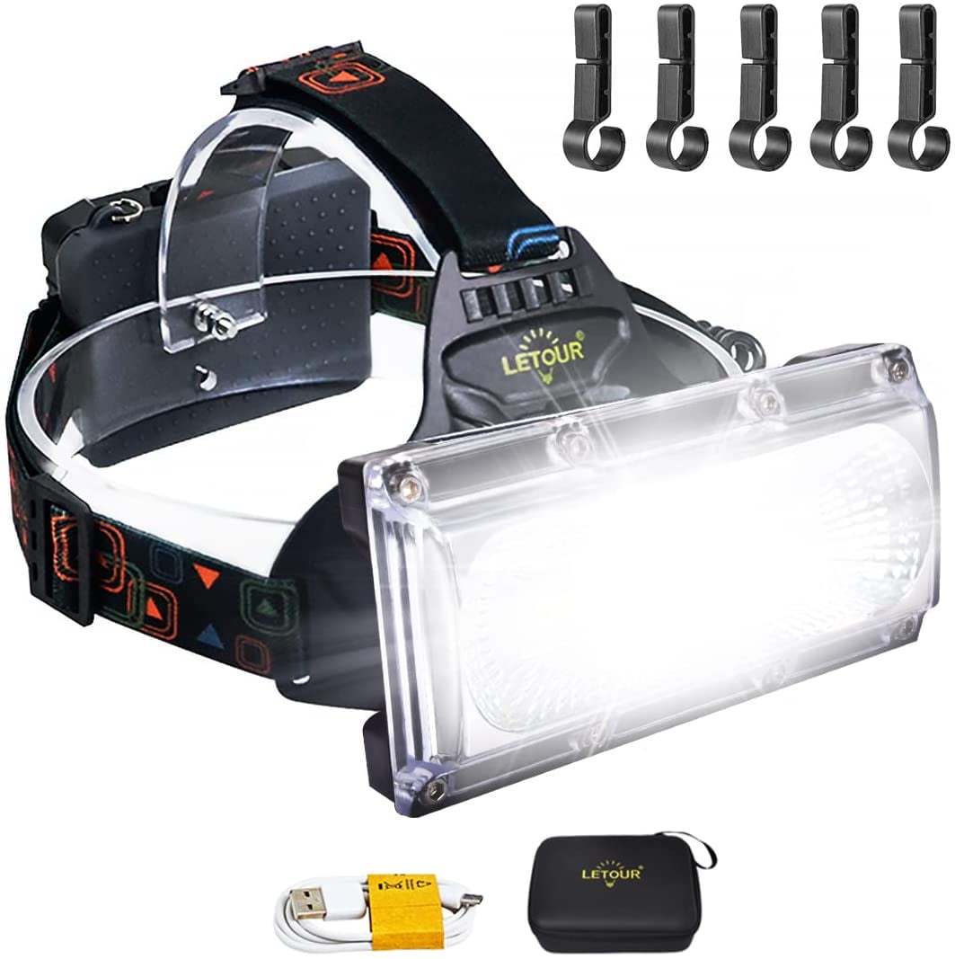 LETOUR Headlamp 1800 Lumen Rechargeable Head lamp IP65 Waterproof ...