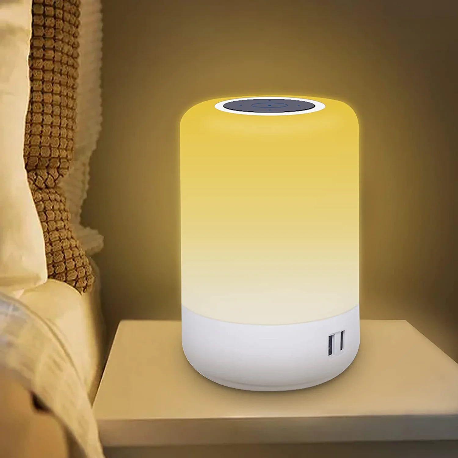 LETOUR RGB Dimmable Smart Touch Bedside Lamps with Timer, 4 USB ...