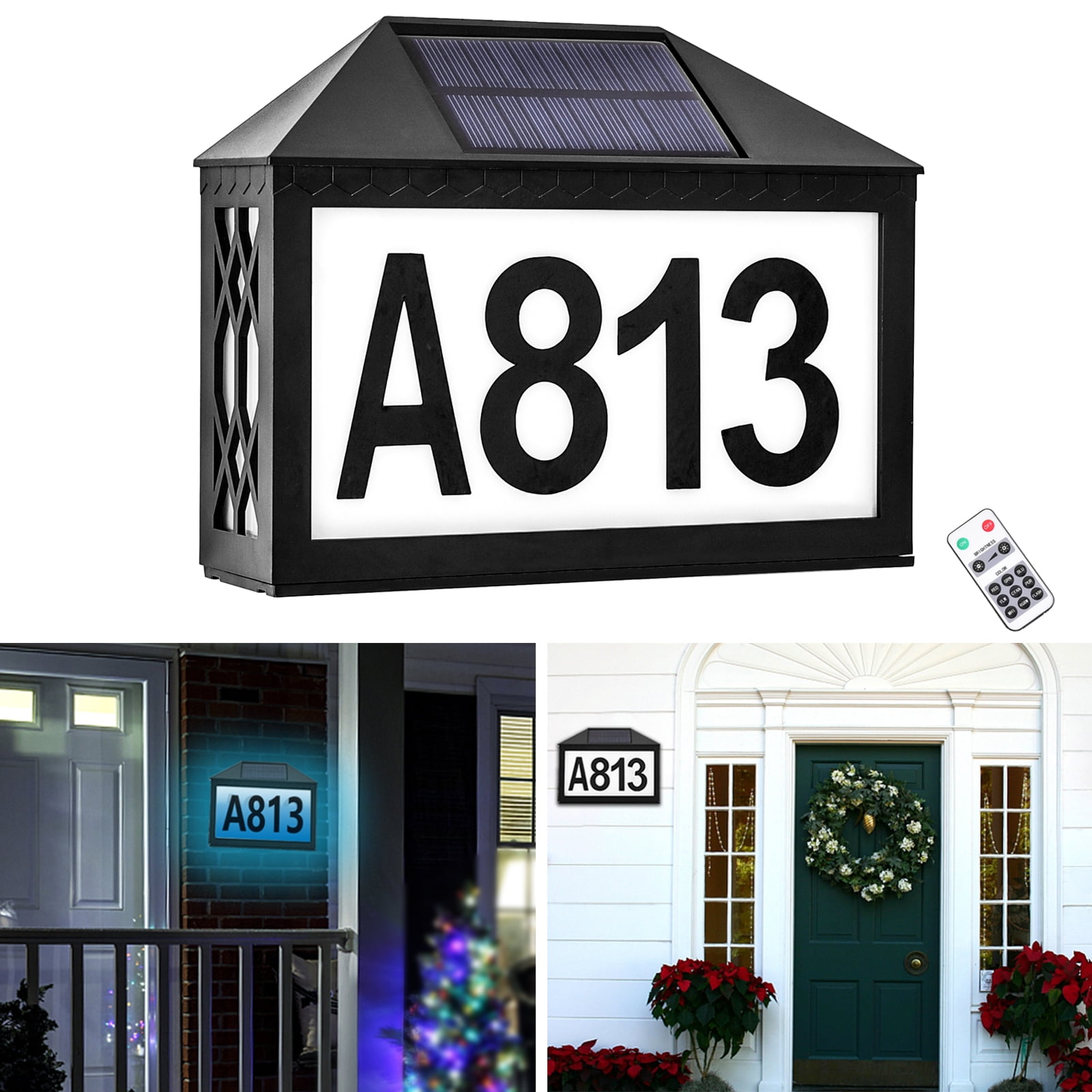 LETOUR Solar Powered LED House Number Light, 7 Color Illuminated ...