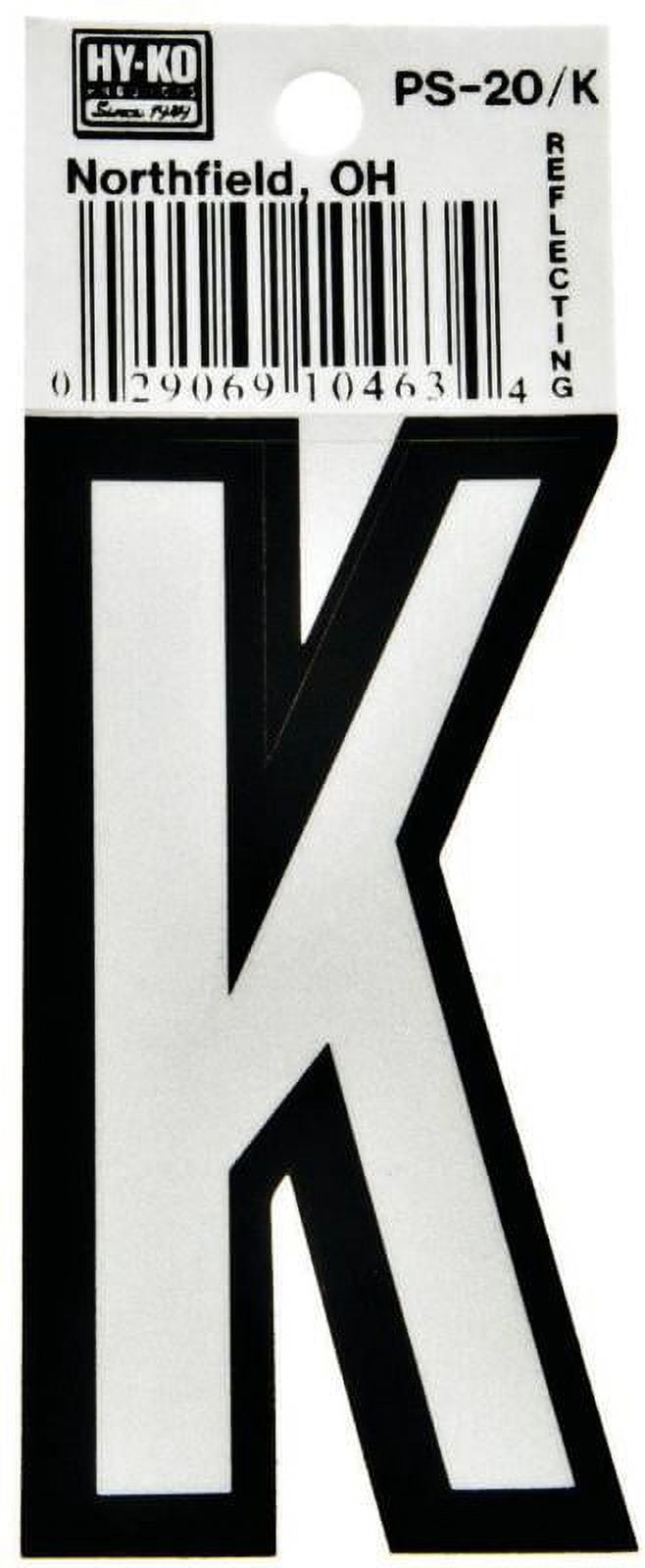 Hy-Ko PS Reflective Self-Adhesive Weather Resistant House Letter, K, 1 ...