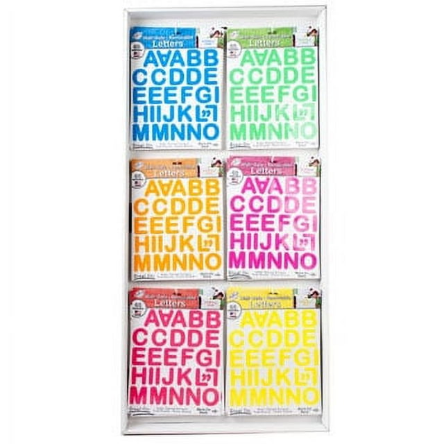 LETTERS/NUMBERS 65CT NEON 12 X 9 2 SIDED 144PC DISPLAY REMOVABLE ...