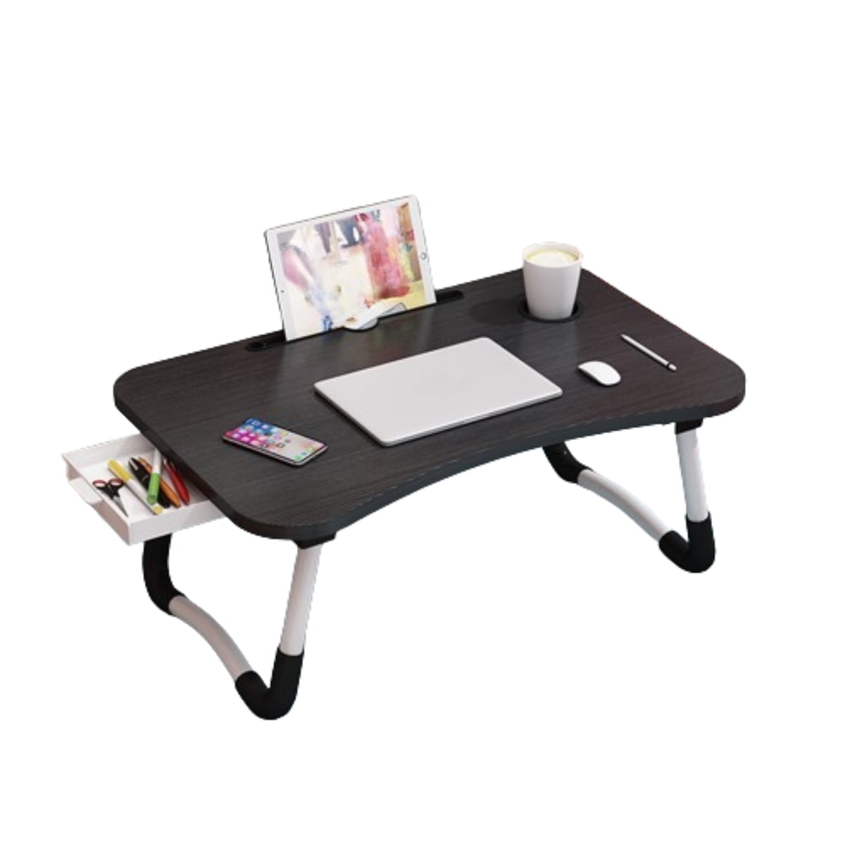 LEUCHTAMOR Foldable Lap Desk Table, 23.6inch Portable Wood Laptop Desk ...