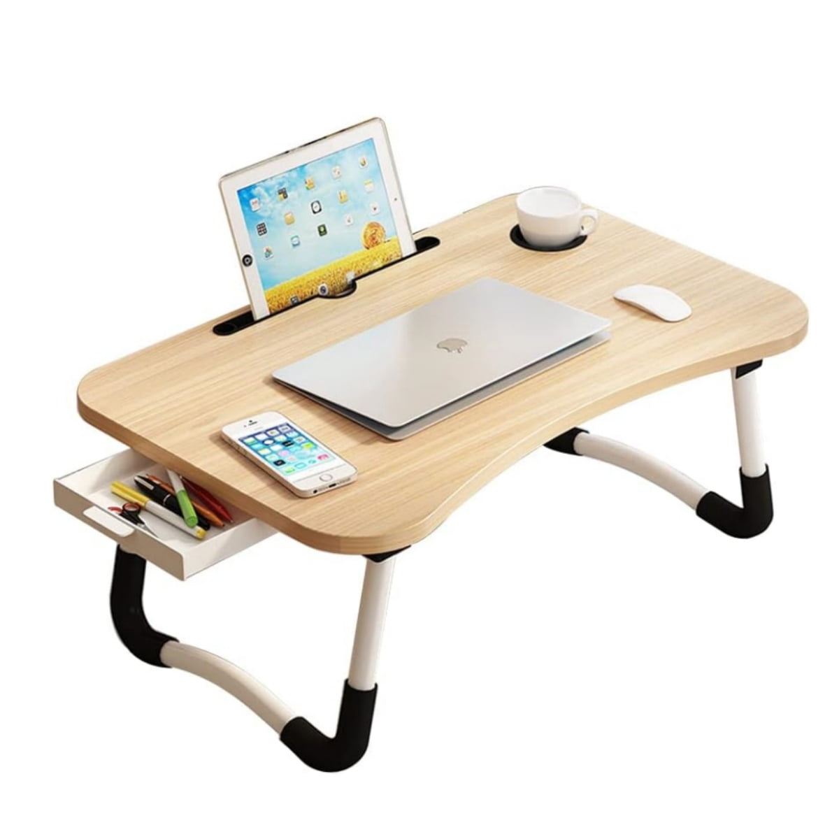 LEUCHTA Foldable Lap Desk, 23.6 Inch Portable Wood Laptop Desk Table ...