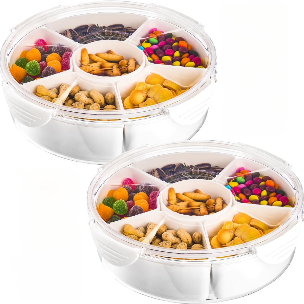 LEUCHTAMOR 2 Pack Divided Snack Box with Lid,Serving Tray Containers ...