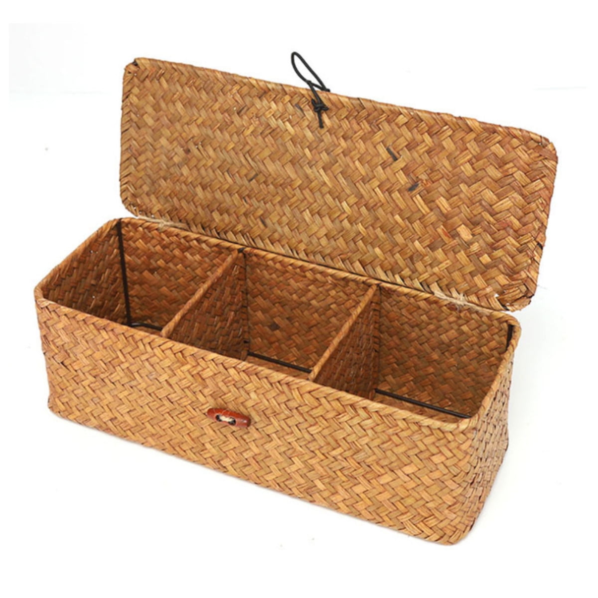 LEUCHTAMOR Storage Basket with Lid Rectangular Small Woven Shelf ...