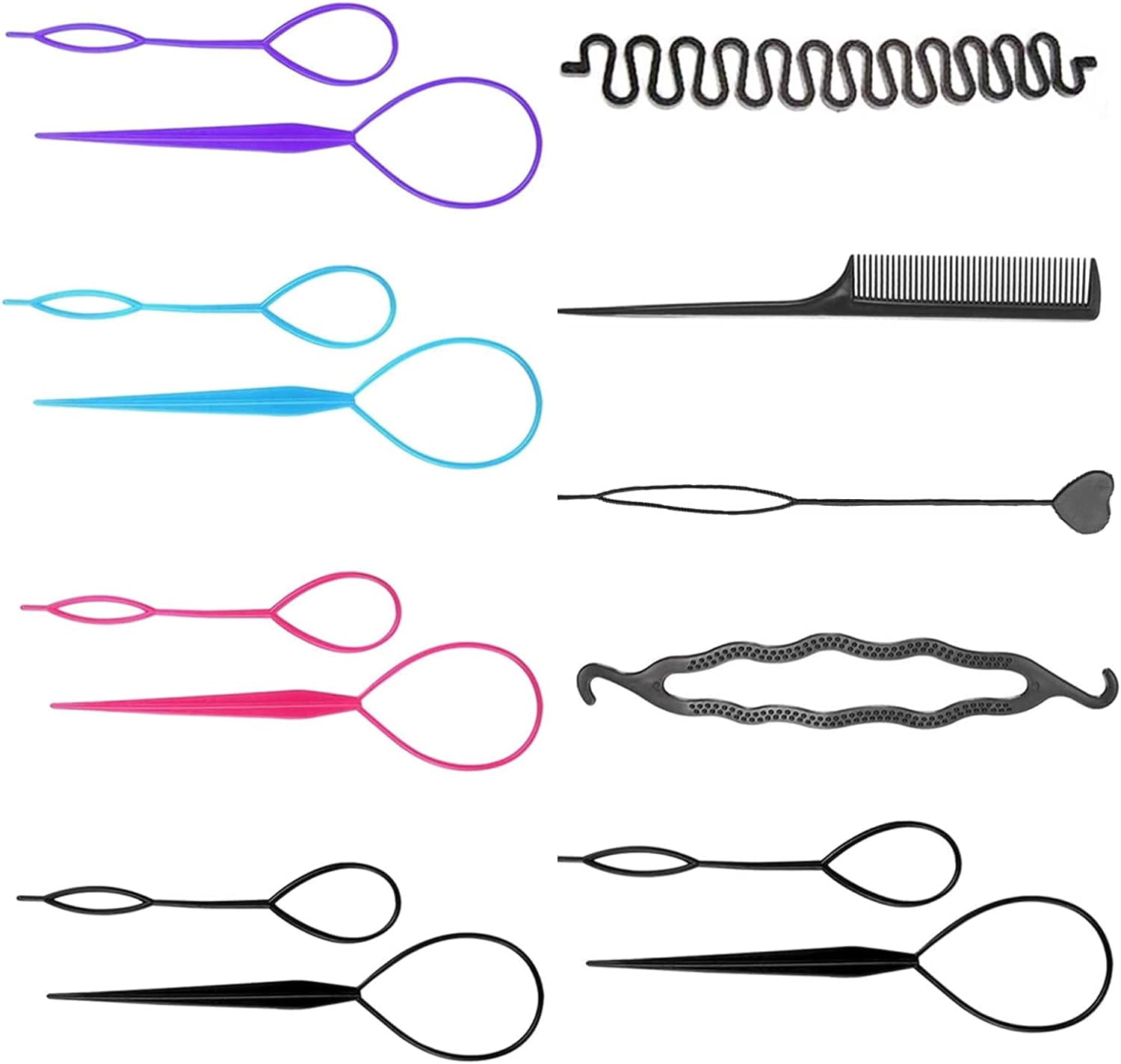 14-Piece Topsy Tail Hair Tools Set for DIY Hairstyles, Magic Topsy Tail ...