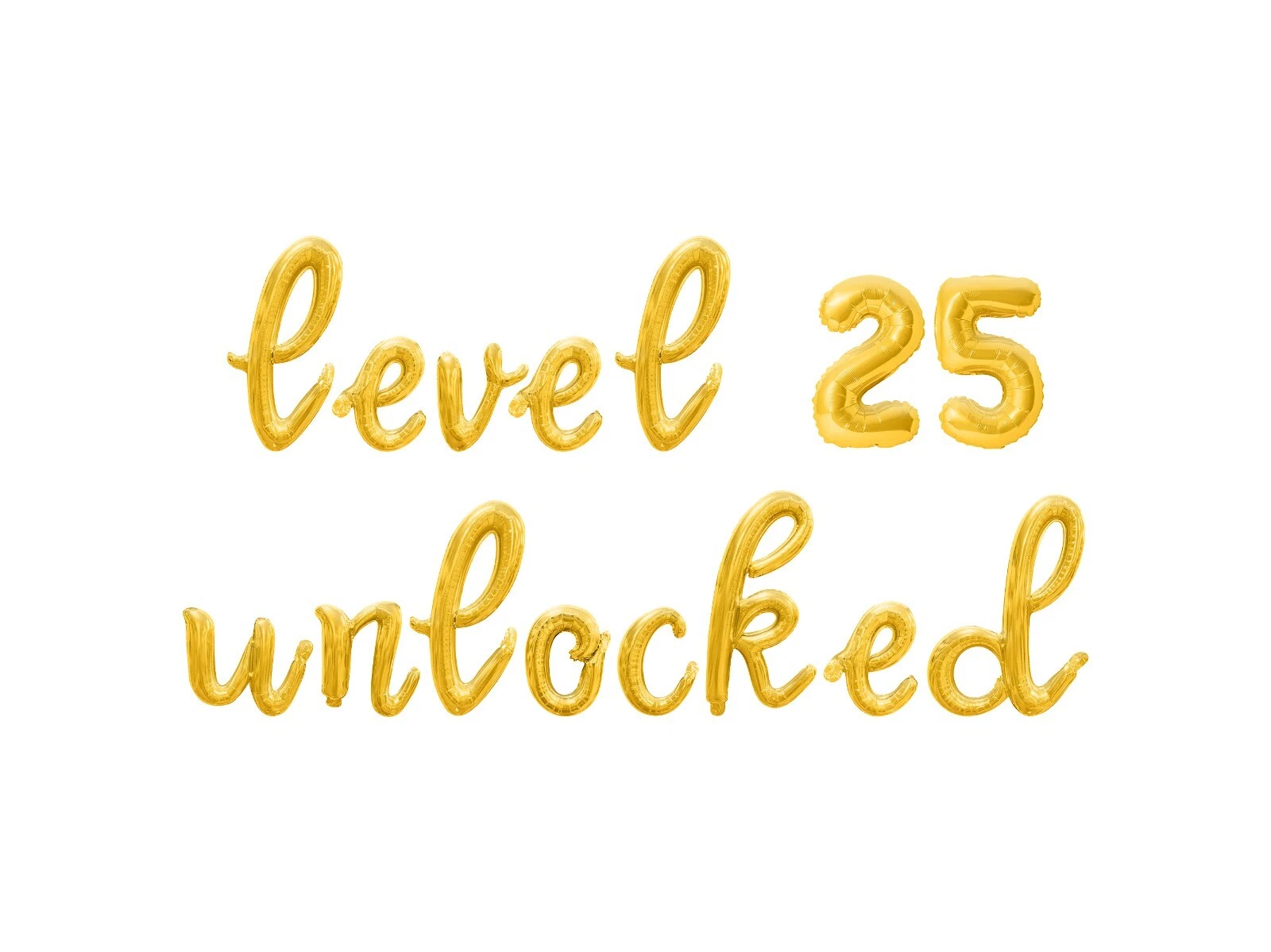 LEVEL 25 UNLOCKED Cursive Letter Balloon Banner - 25th Birthday Party ...