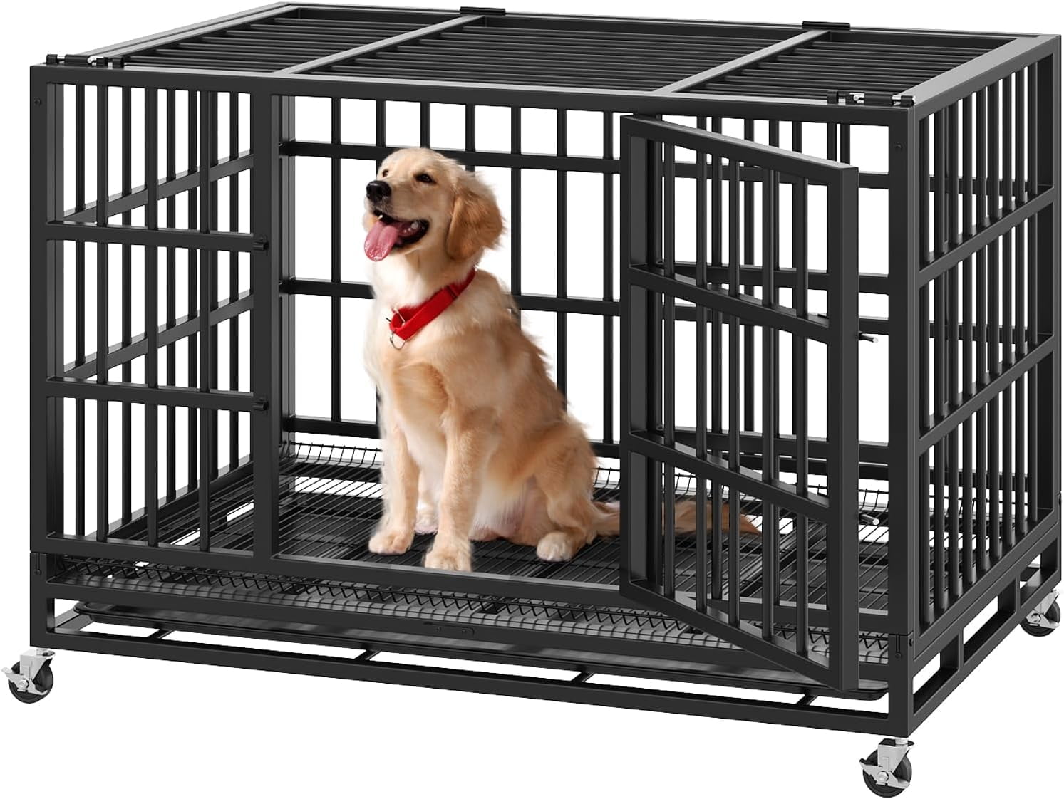 LEVELEVE 48 Inch Heavy Duty Indestructible Dog Crates for Large Dogs ...