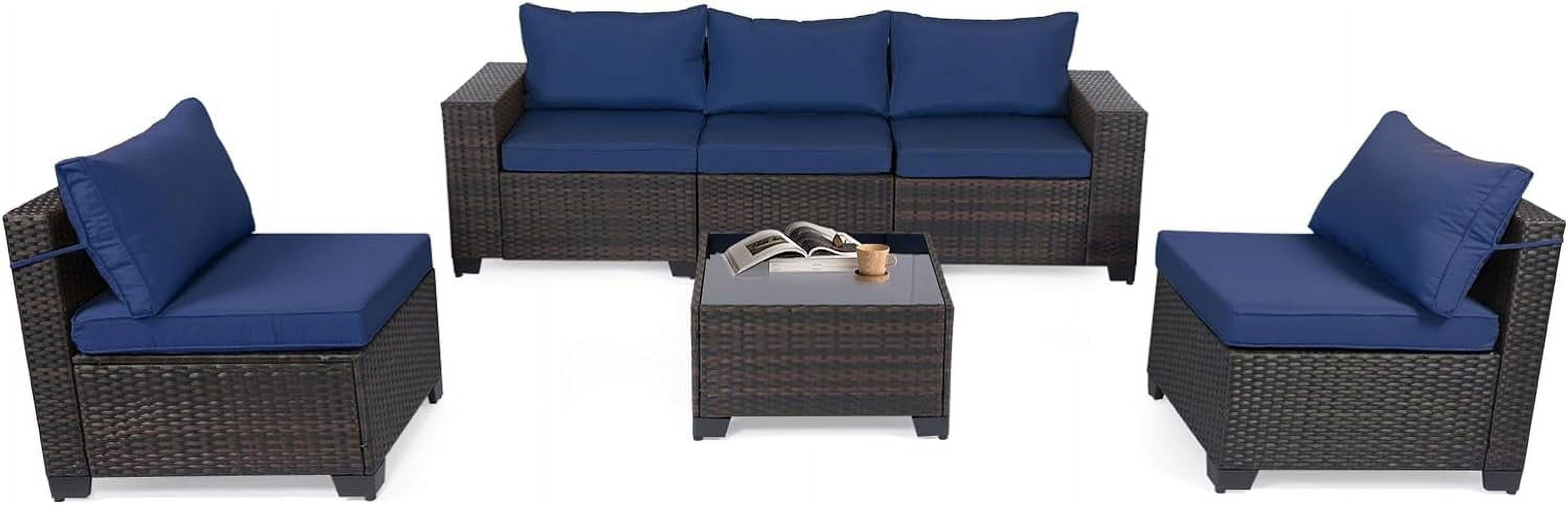 LEVELEVE 6 Pieces Outdoor Patio Furniture Sets,Rattan Conversation ...