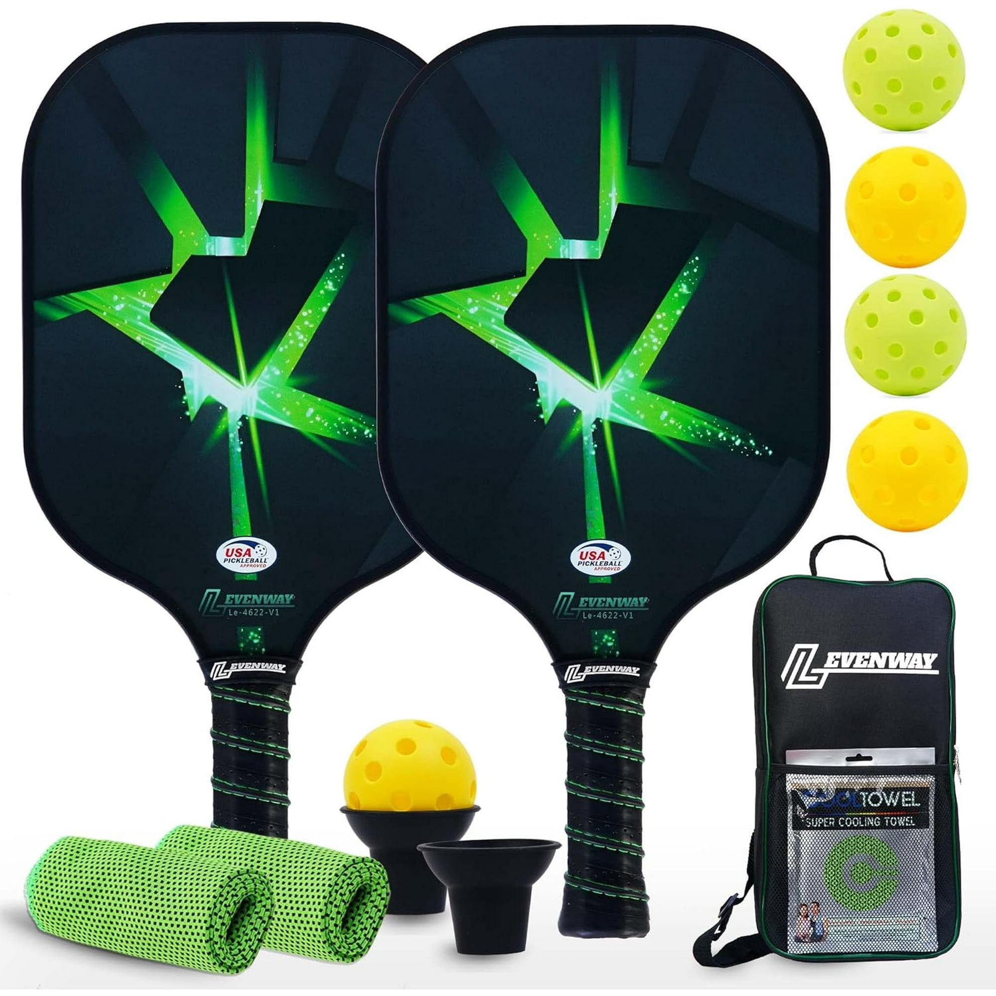 LEVENWAY Pickleball Paddles Set of 2 USAPA Approved Fiberglass Pickle ...