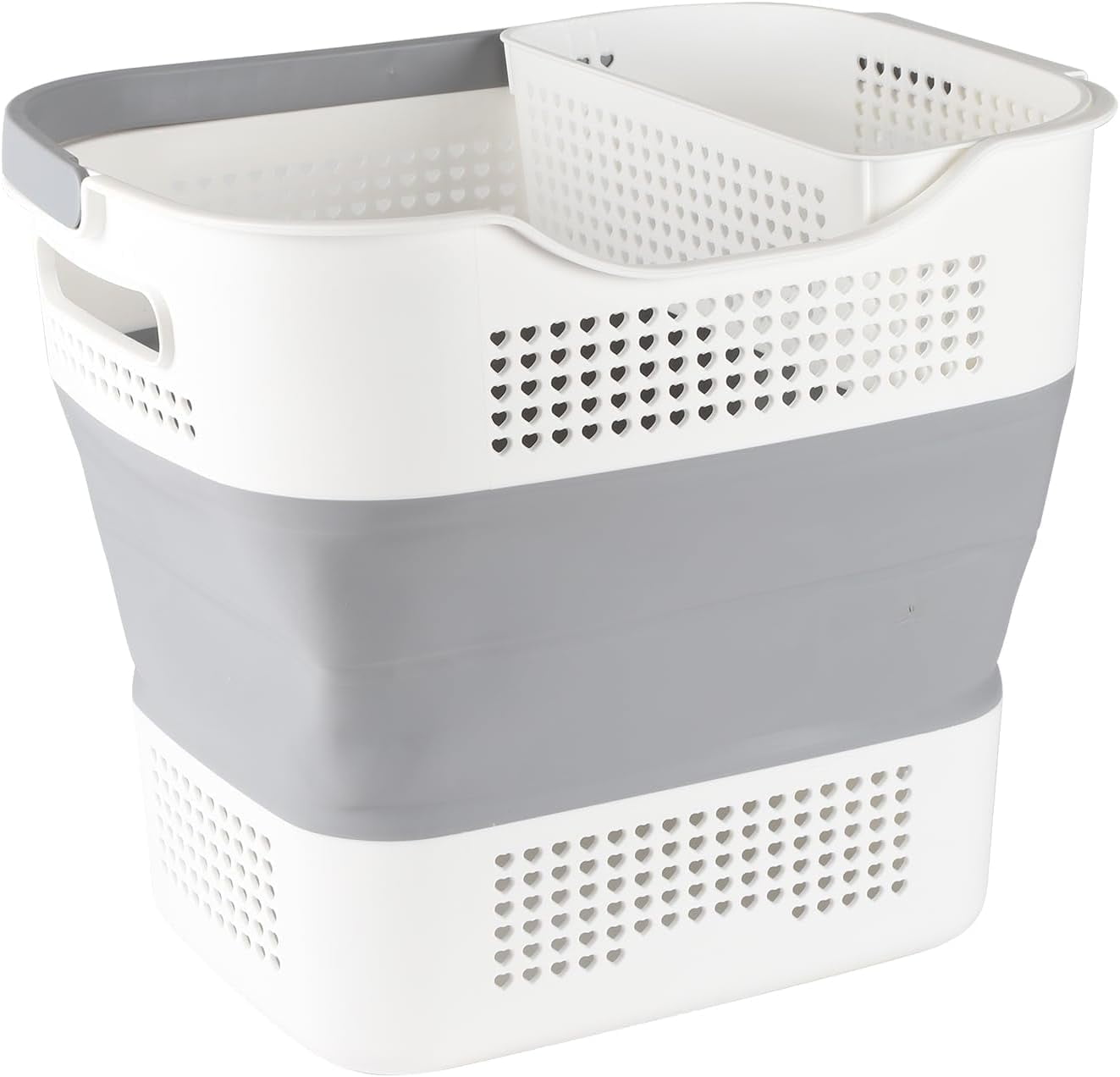 LEVGRY Foldable Laundry Basket Plastic 43L with Handle Collapsible ...