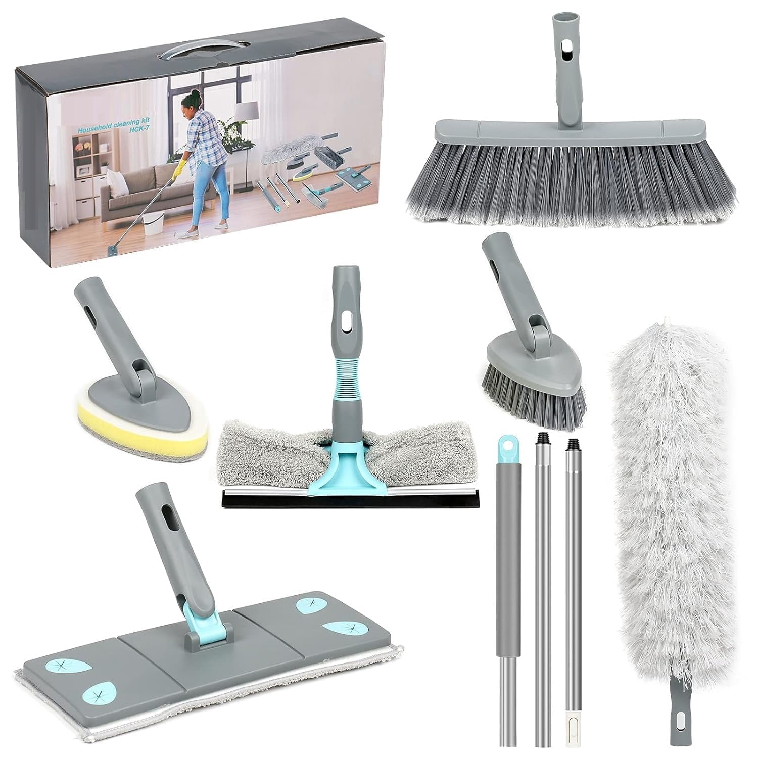 LEVGRY Microfiber Mop with Extension Pole Stainless Steel 7in1 Home ...