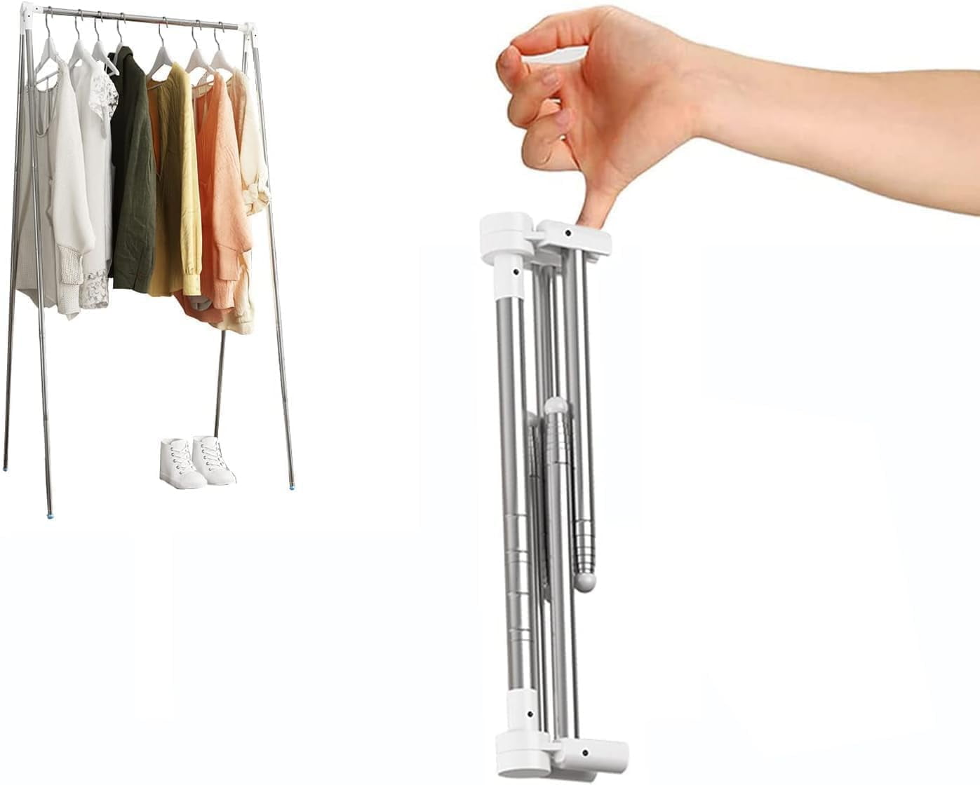 LEVGRY Travel Garment RackFoldable Clothes RailExtendable Clothes ...