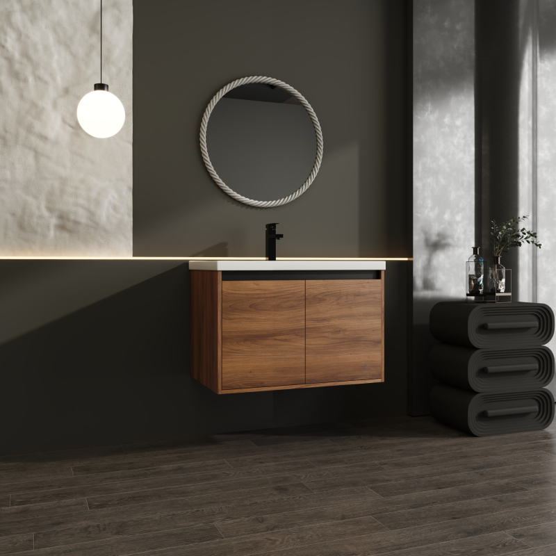 LEVISTAR oak 30 Inch Bathroom Vanity with resin Countertop Sink, 2 ...
