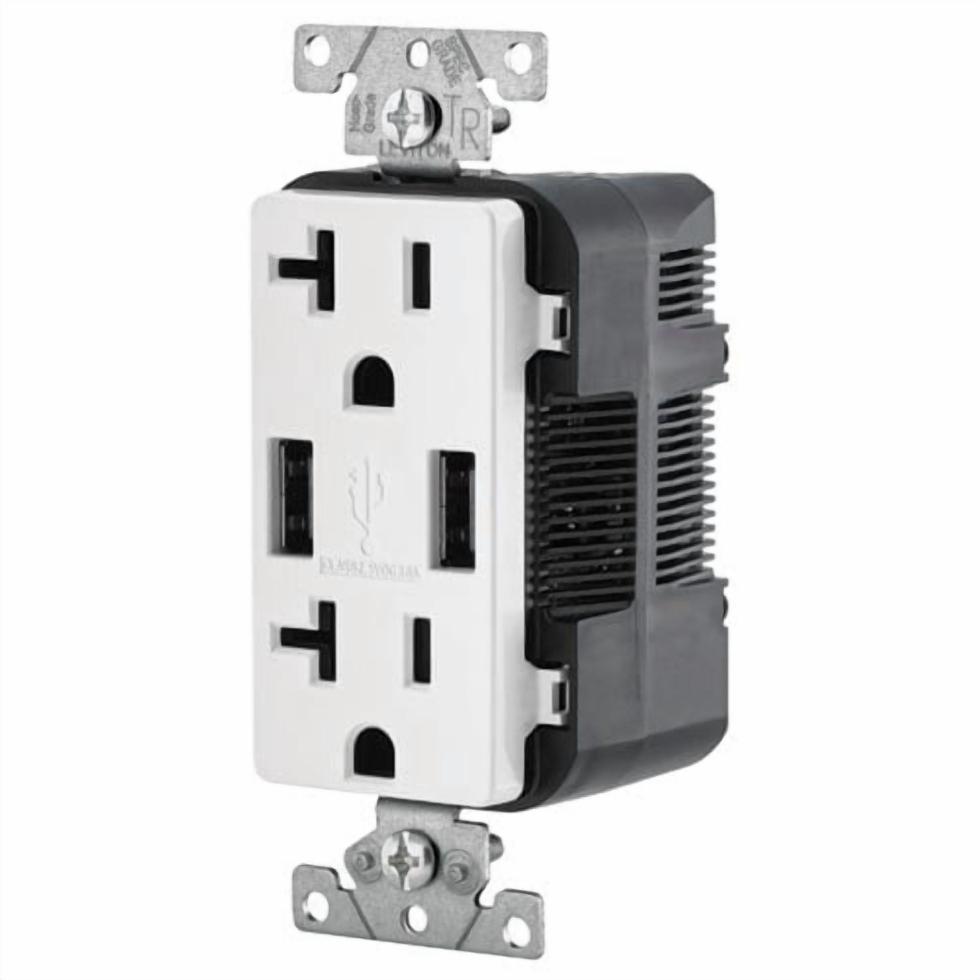 Leviton 2-Port USB Charger & Tamper-Resistant Duplex Receptacle, 20A ...