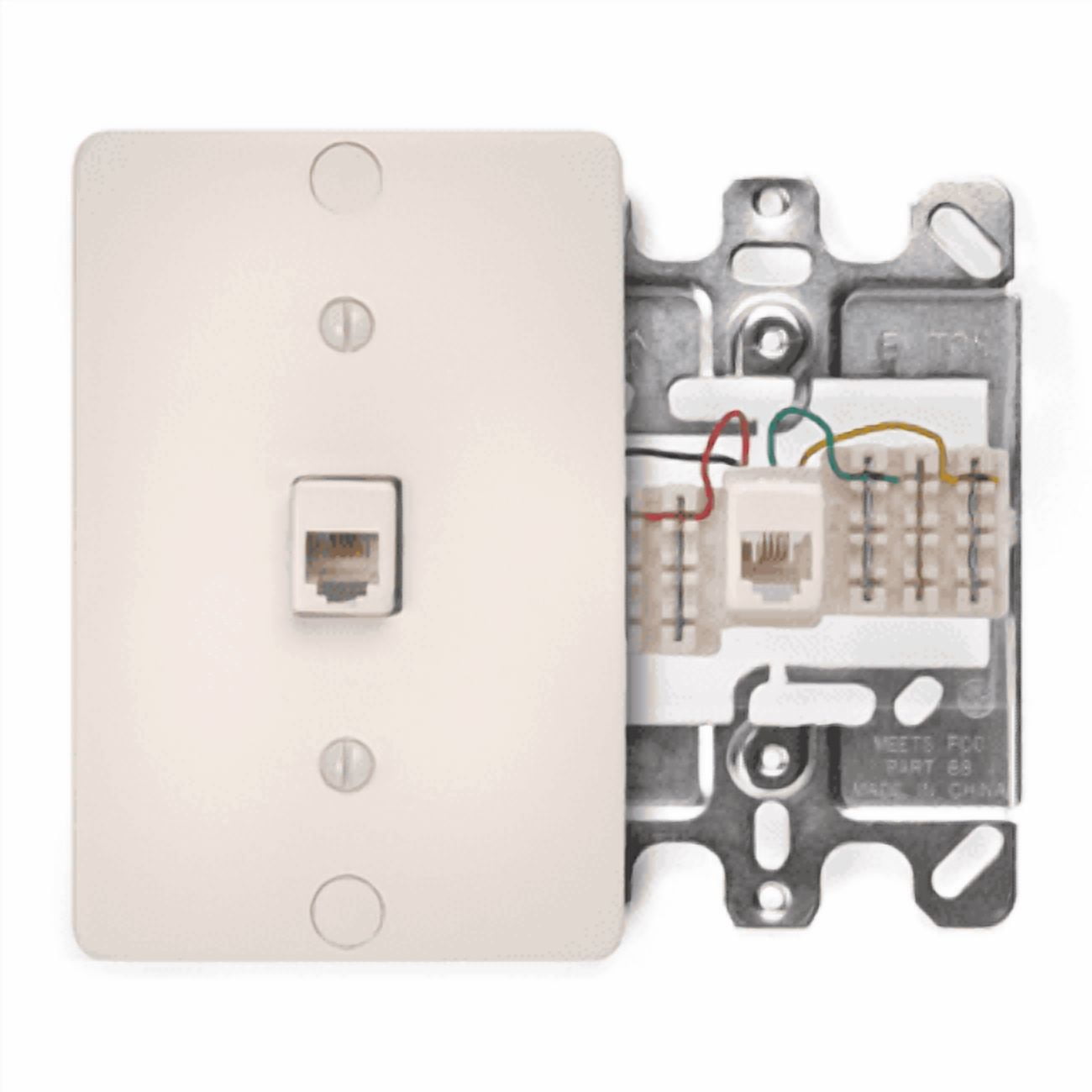 40253T modular wall mount phone jack wall plate light almond qty 1/10 ...
